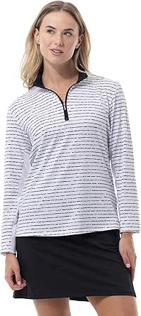Amazon.com: SanSoleil SOLSHINE Print Short-Sleeve Zip Mock. The Perfect ...