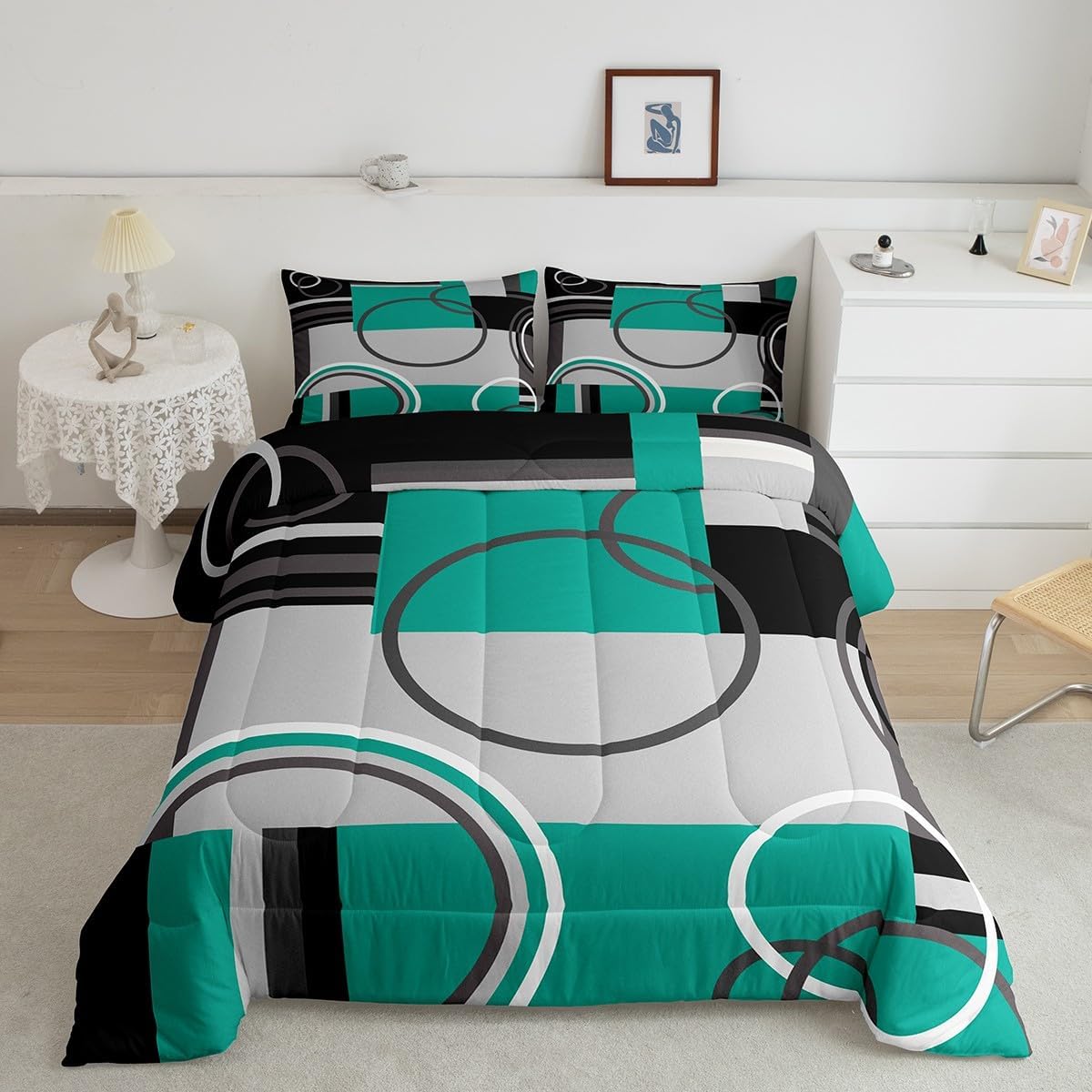 Amazon.com: Modern Circles Swirls Bedding Twin Size Geometric Spiral ...