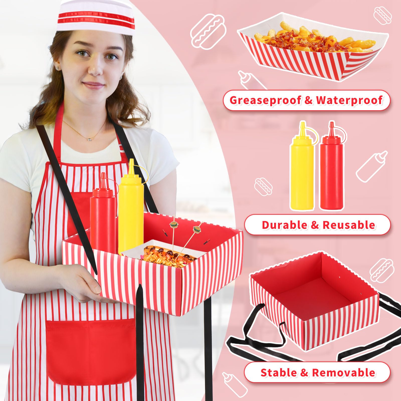 Snapklik.com : 25Pcs Adult Waiter Costume Kits Popcorn Hot Dog Costume ...
