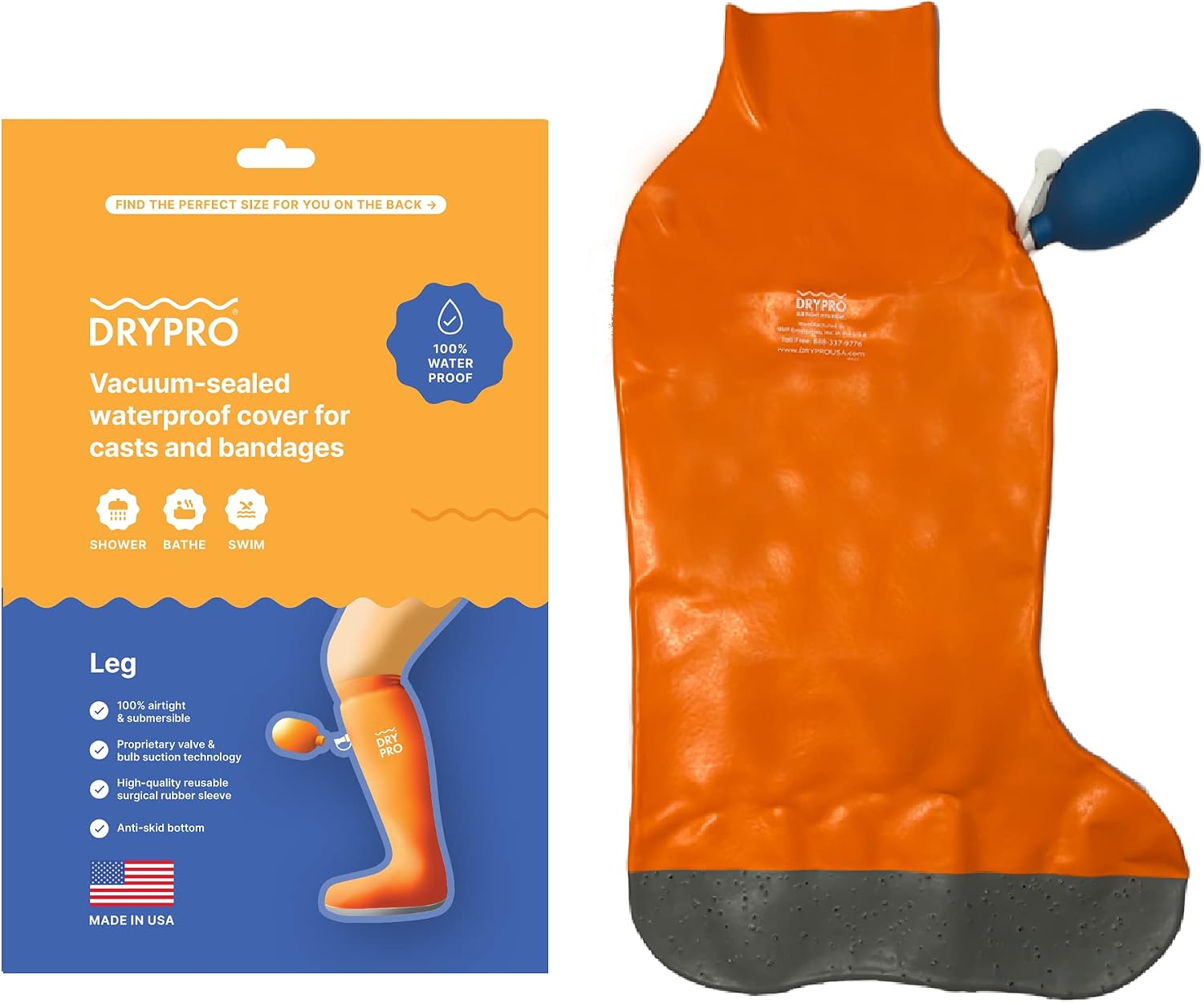 Amazon.com: DryCorp Waterproof Vacuum Sealed Half Leg Cast Cover, Blue ...