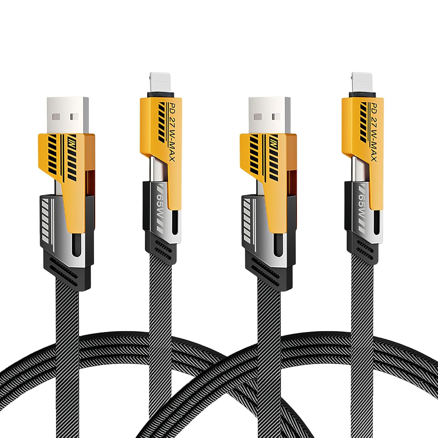 nusnalo 2Pack Multi USB Charger Cable, 4 in 1 Multiple Fast Charging ...