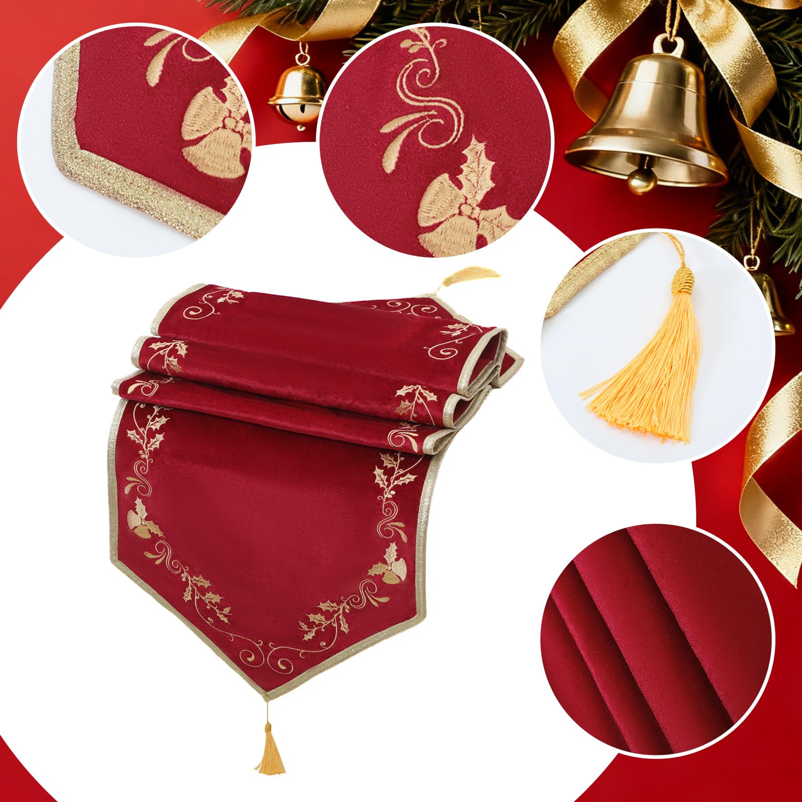 Snapklik.com : SmoothNovelty Christmas Embroidered Table Runner 15 X 70 ...