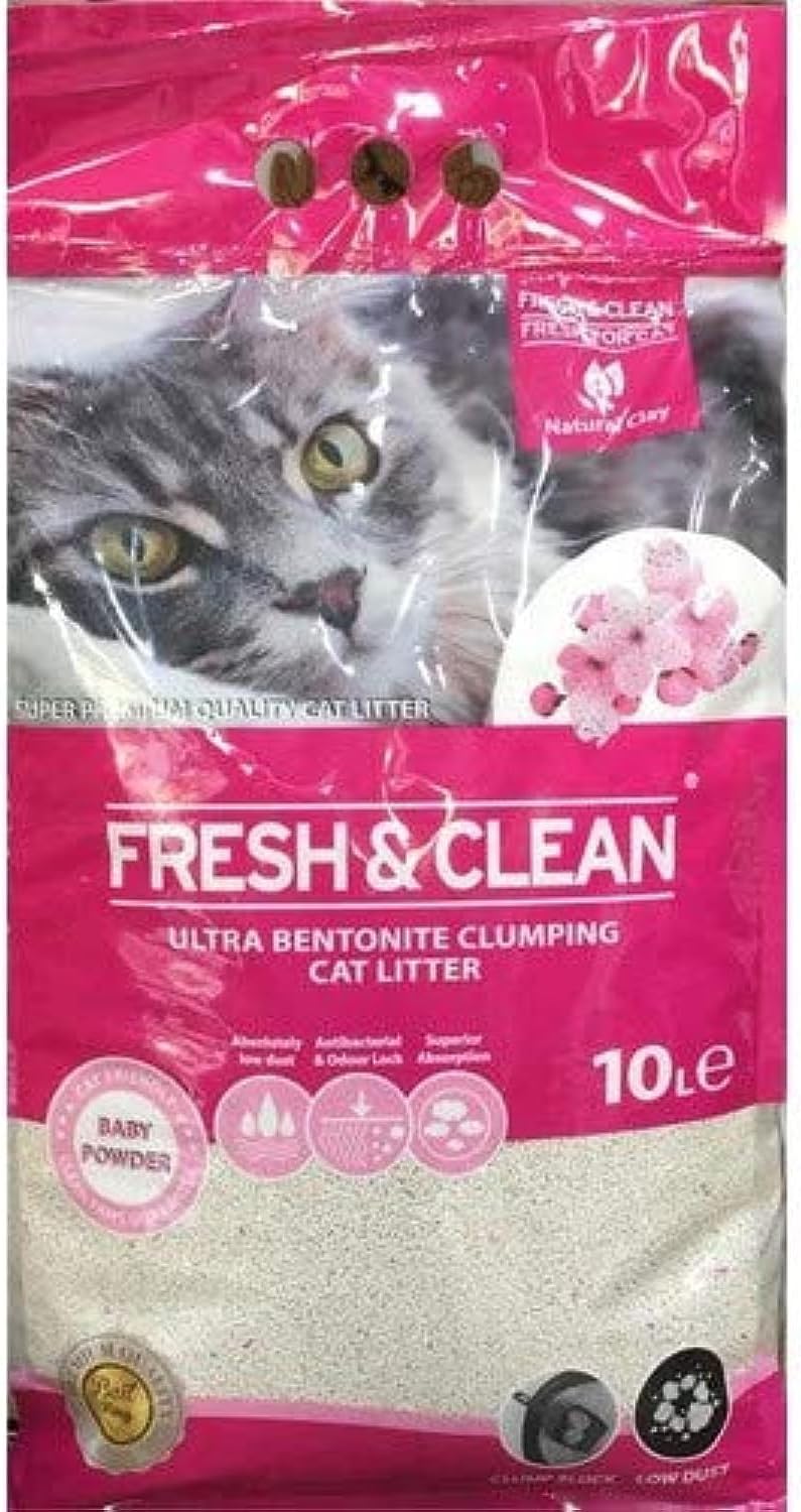 Fresh & Clean - Clumping Cat Litter - Baby Powder 10 Lt - 1 Pack(10lt ...