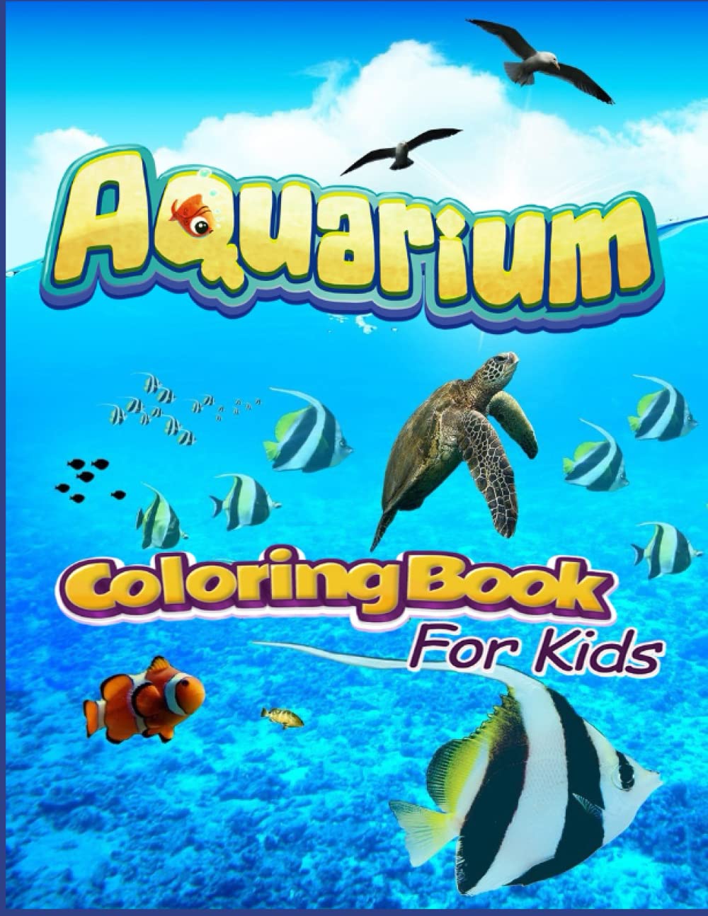 Buy AQUARIUM Coloring Book for Adults And Kids: Ocean Animal Coloring ...