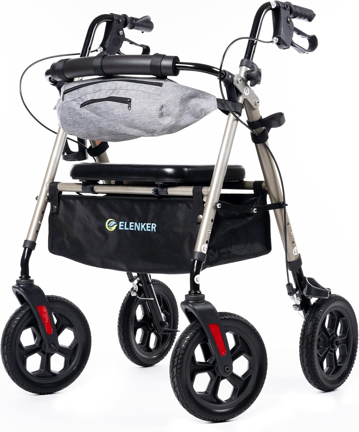 Amazon.com: ELENKER All Terrain Rollator Walker with Seat for Seniors ...