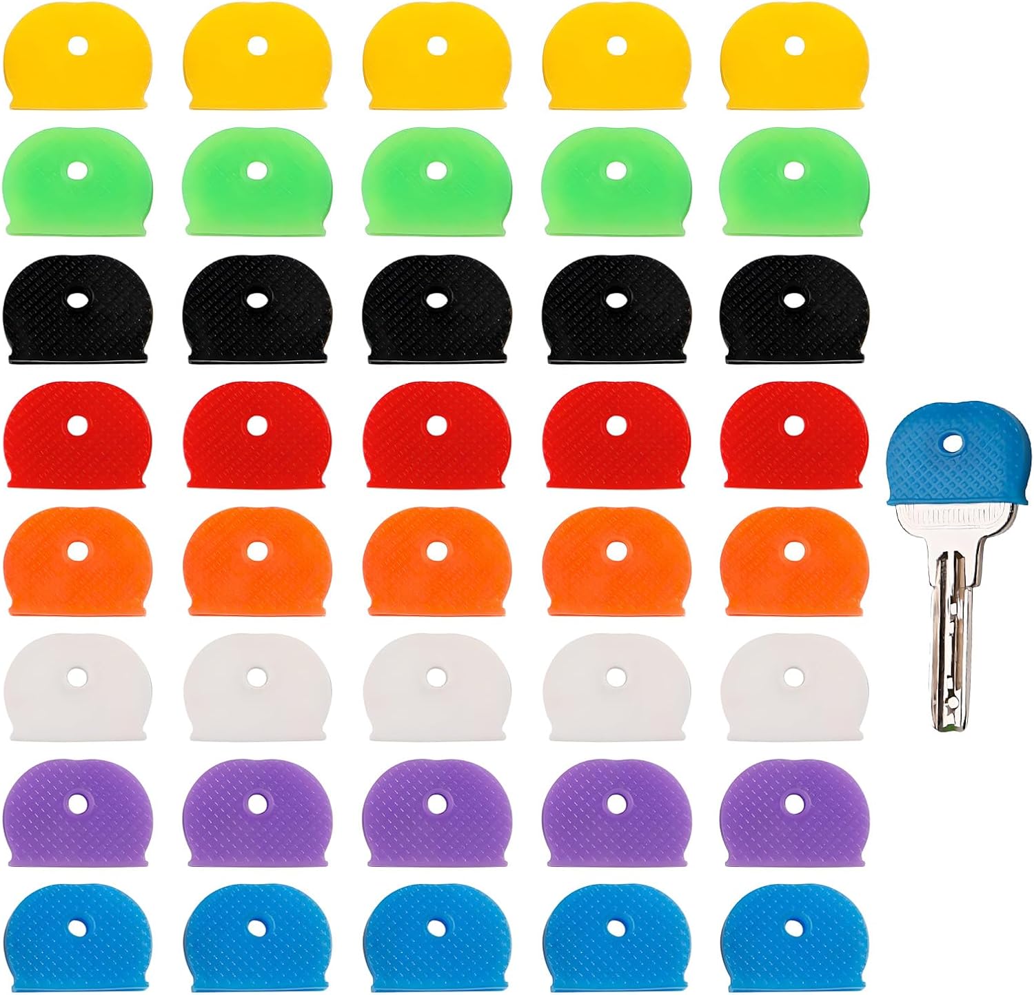 YCLFHOO 40 Pcs Key Covers Caps,Flexible Half Round PVC Key Tags,8 ...