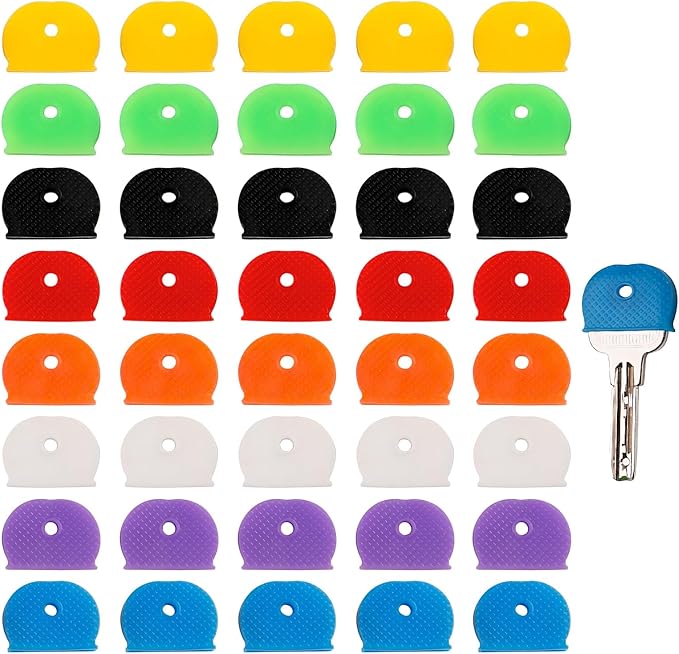 YCLFHOO 40 Pcs Key Covers Caps,Flexible Half Round PVC Key Tags,8 ...