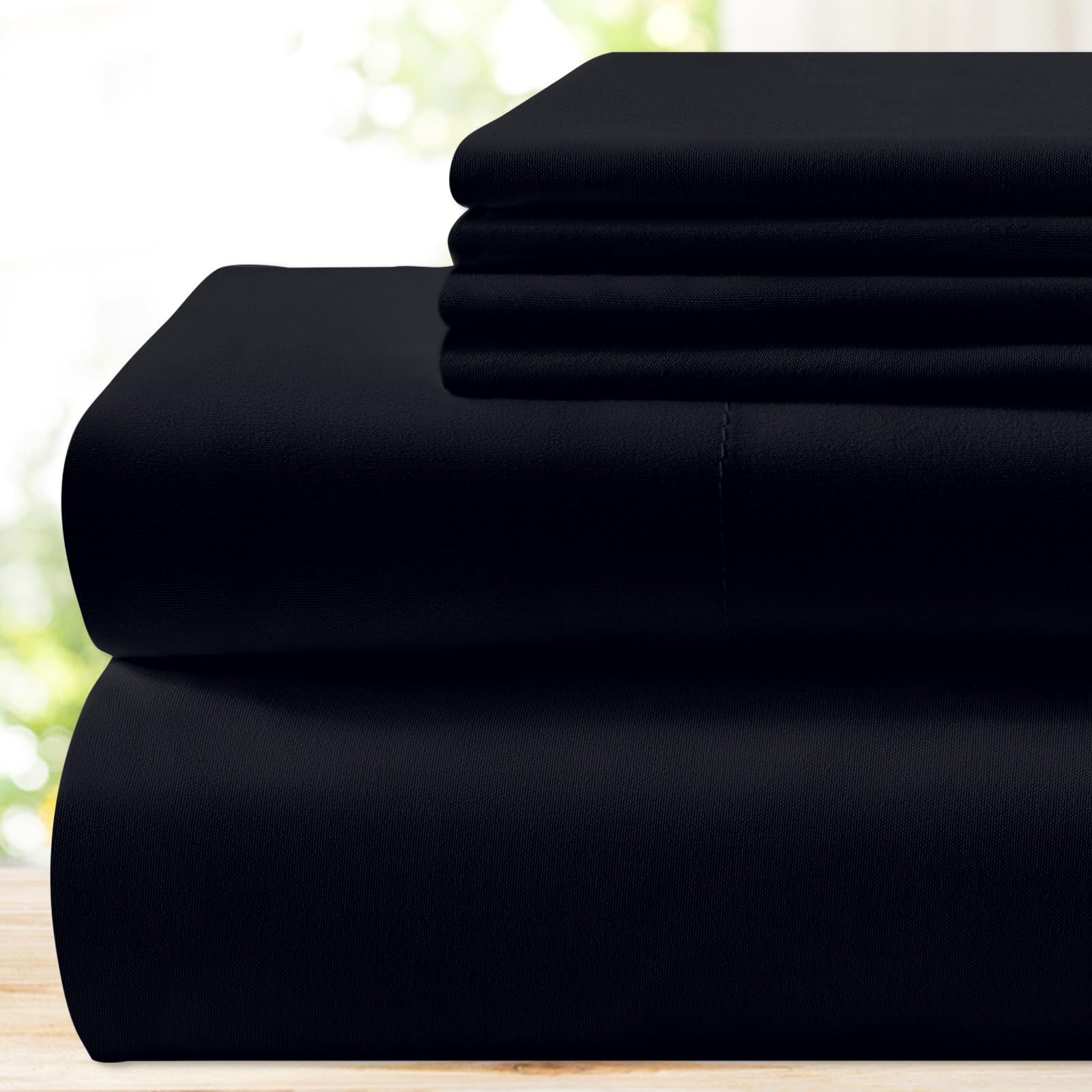 Amazon.com: BYSURE 6 Pieces Bed Sheets Set(Queen, Black) - Hotel Luxury ...