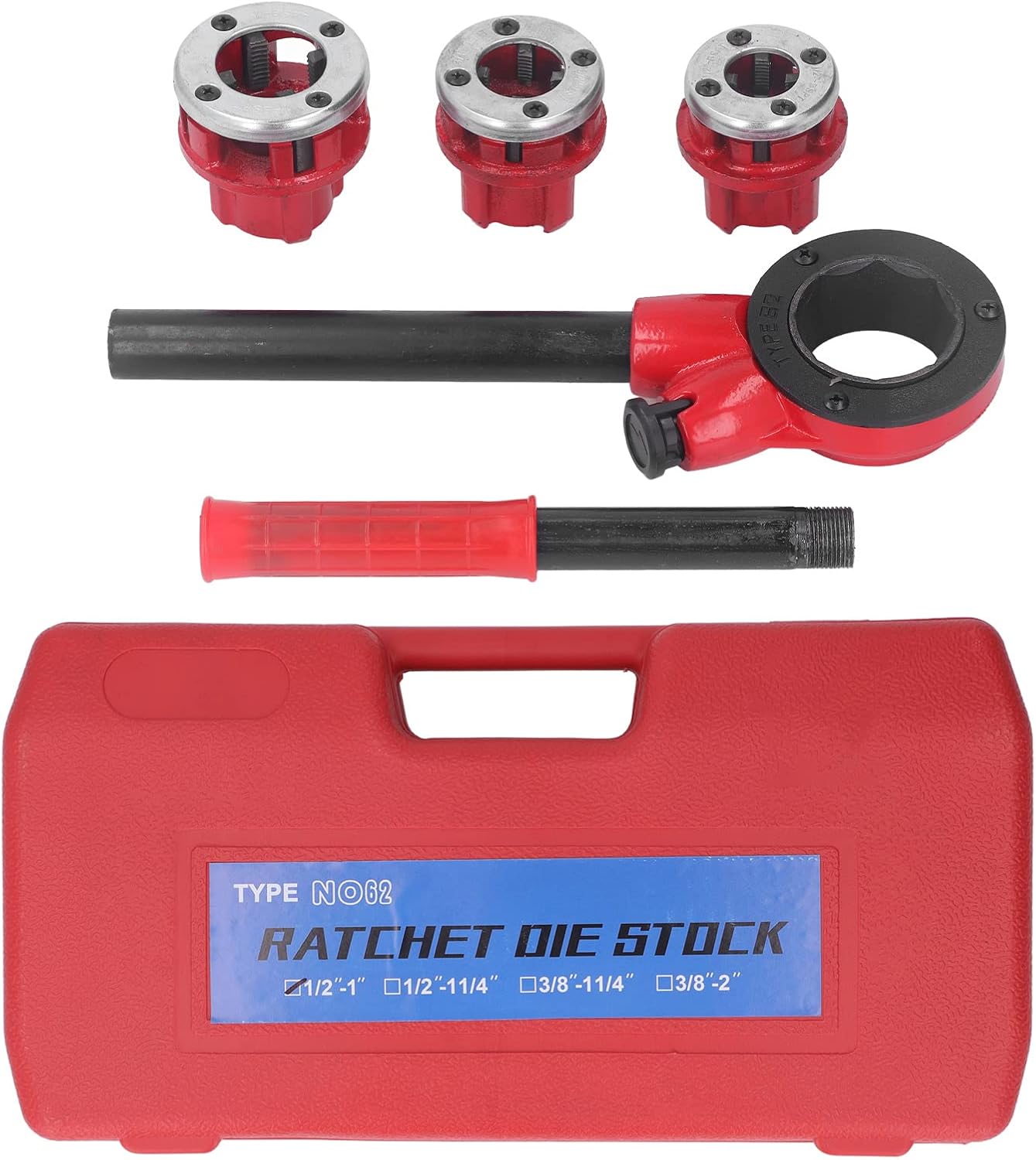 HOOLEEY Pipe Threader Kit 3 Dies Ratcheting Threading Tool Set for ...