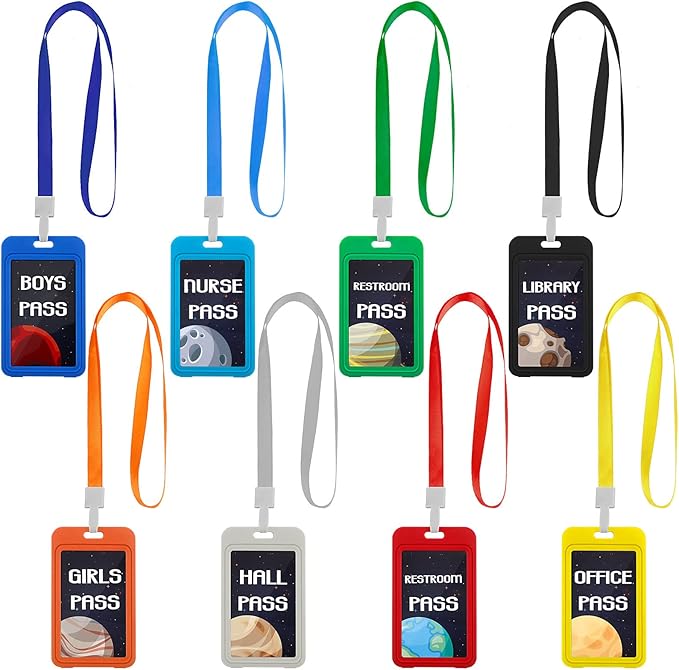 8 Pcs Hall Lanyards and School Passes Set Unbreakable PVC School Passes ...