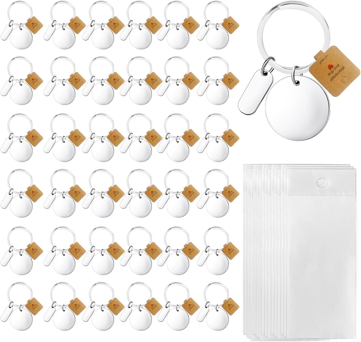 Amazon.com: Olutacot 72 Pcs Engravable Metal Keychain Blanks Stainless ...