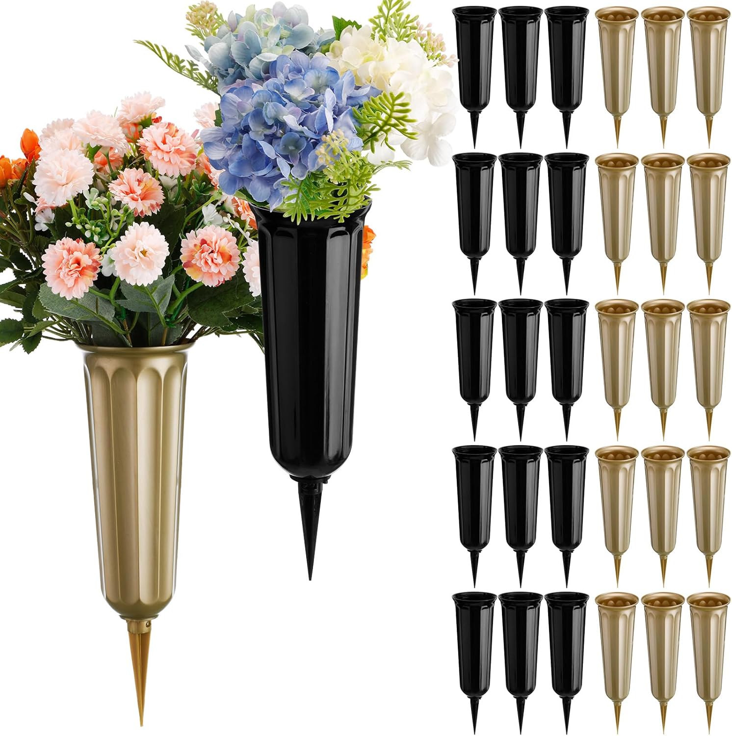 Amazon.com: Patelai 36 Pcs Memorial Cemetery Vases with Spikes Plastic ...