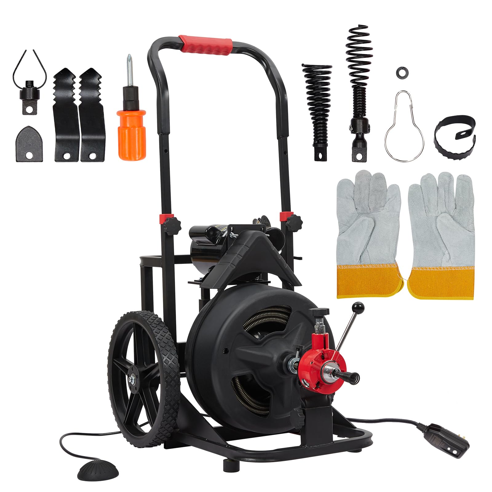 Garvee 100Ft Electric Drain Cleaner Machine 1/2In Auto-feed Electric ...