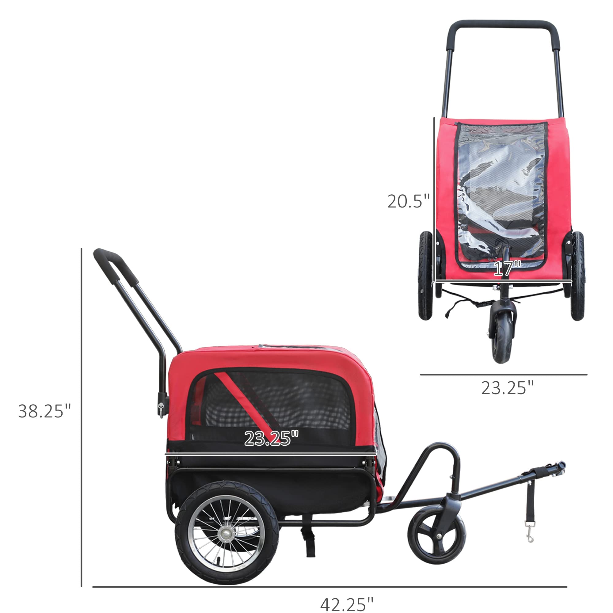 Aosom 2-in-1 Small Dog Bike Trailer and Bike Stroller with Hitch ...