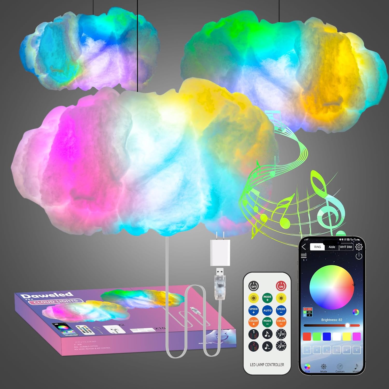 Cloud LED Lights for Bedroom - Aesthetic Mood Light, Music Sync App ...