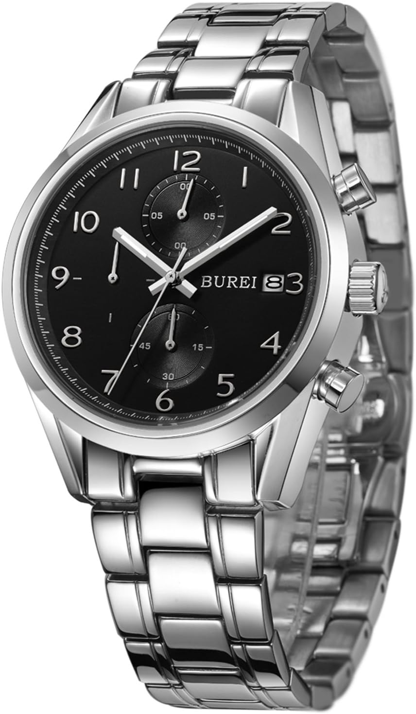 Amazon.com: BUREI Mens Luxury Automatic Watch Two Tones Stainless Steel ...