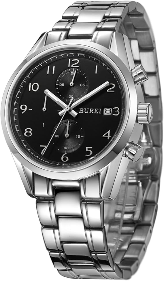 Amazon.com: BUREI Mens Luxury Automatic Watch Two Tones Stainless Steel ...