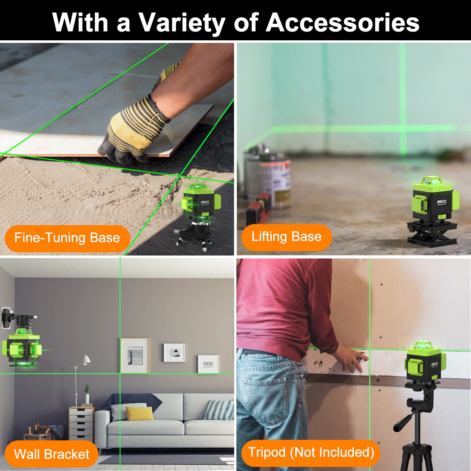 IMAYCC Laser Level, 4x360?? Self Leveling Laser Level, Four Plane 16 ...