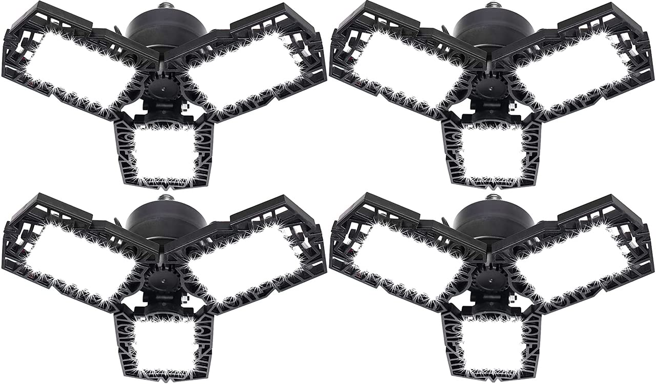 KONPWAY LED Garage Light - 5000 Lumen 6500K Daylight 50W, Three Leaf ...