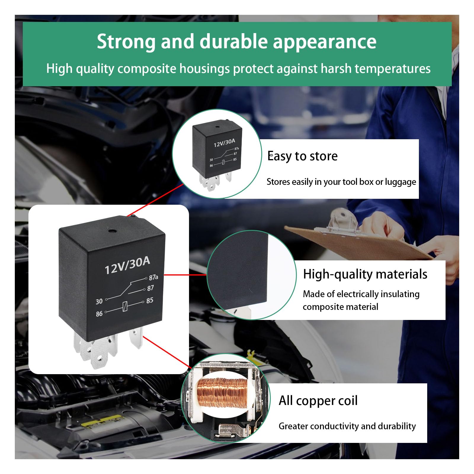 Snapklik.com : 4PCS 5 Pin 30A 12V Starter Relay, Multi-Purpose ...