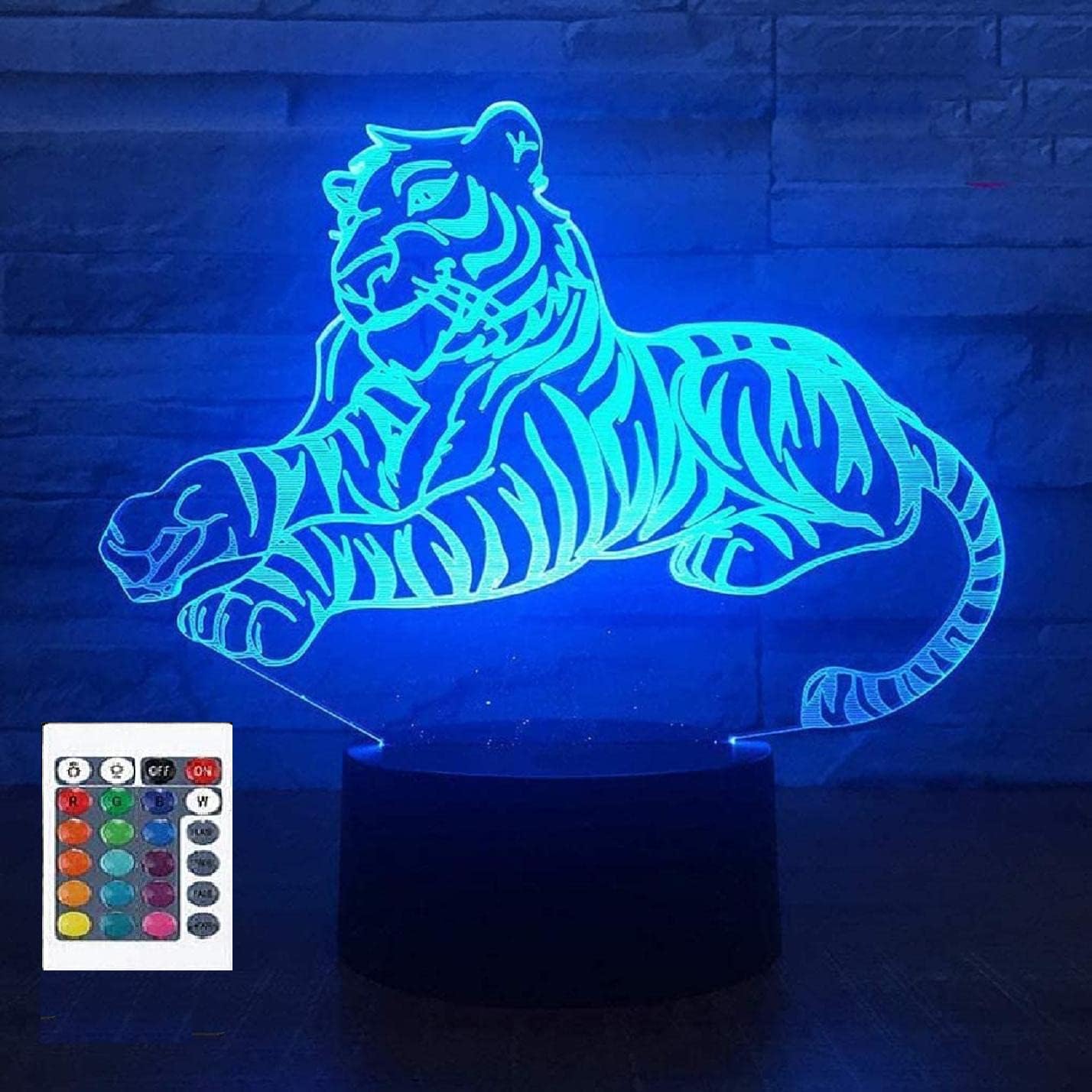SUPERIORVZND 3D LED Tiger Animal Night Light, 16 Colors Changing Lamp ...