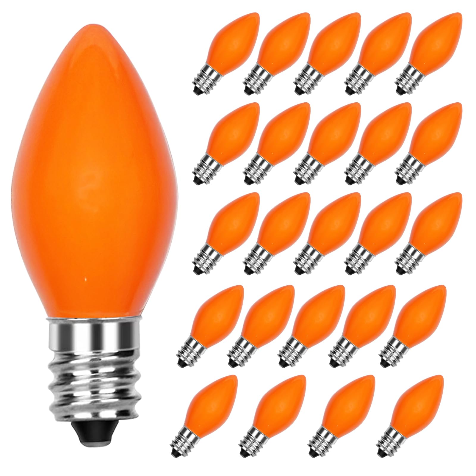 Abeja 25 Pack C7 Orange Ceramic Light Bulbs, 5 Watt Ceramic Orange ...