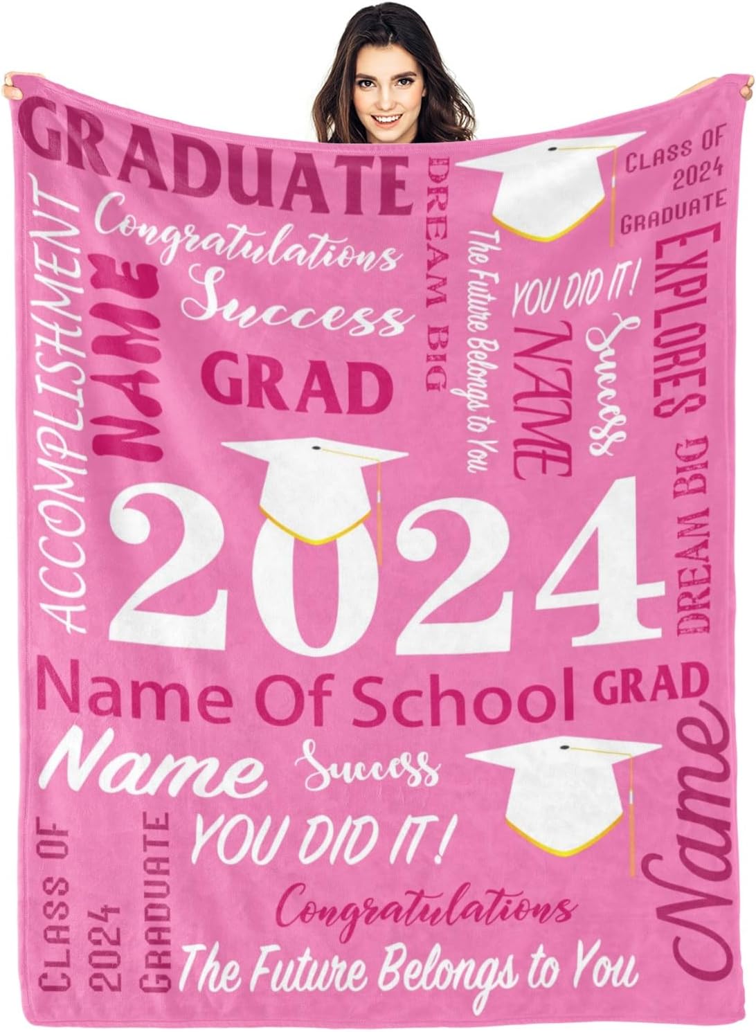 Amazon.com: HSSQMH Custom Class of 2024 Graduate Blanket Personalized ...