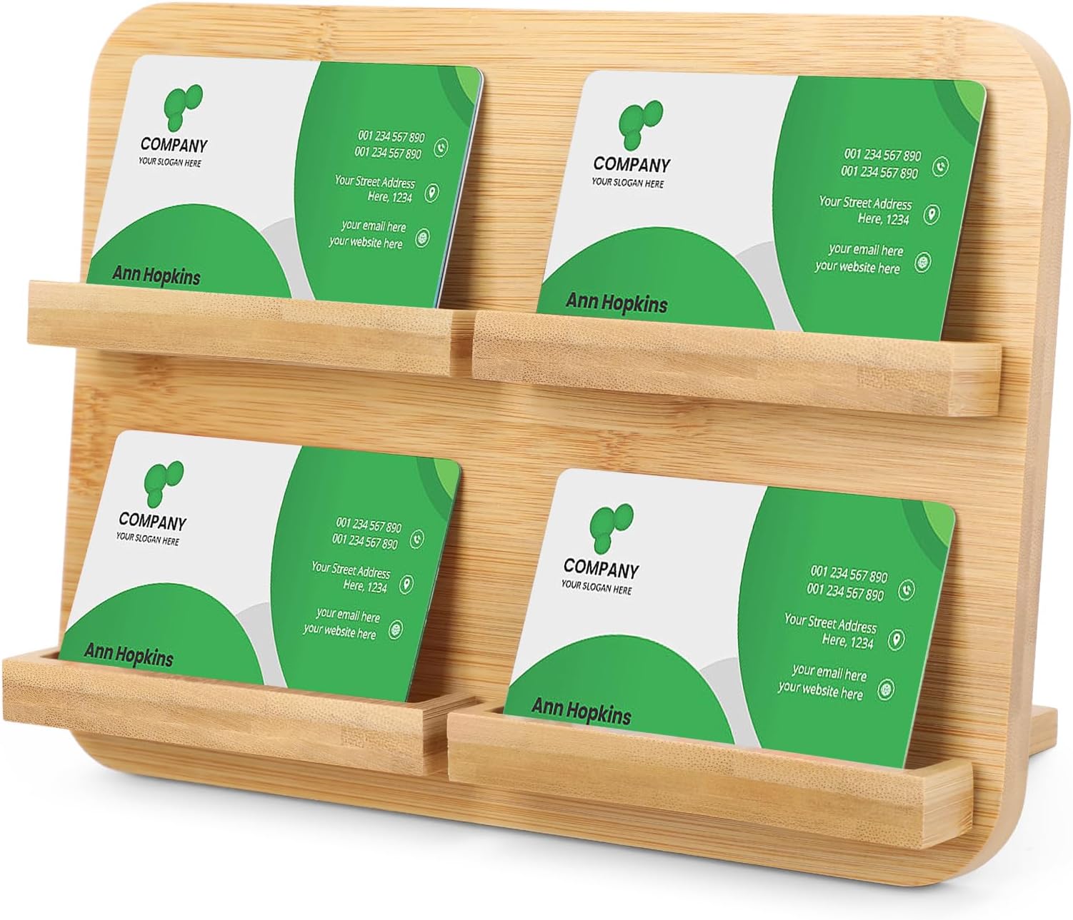 Amazon.com : WOODPRESENTS Oak Wood Multiple Business Card Holder - 5 ...