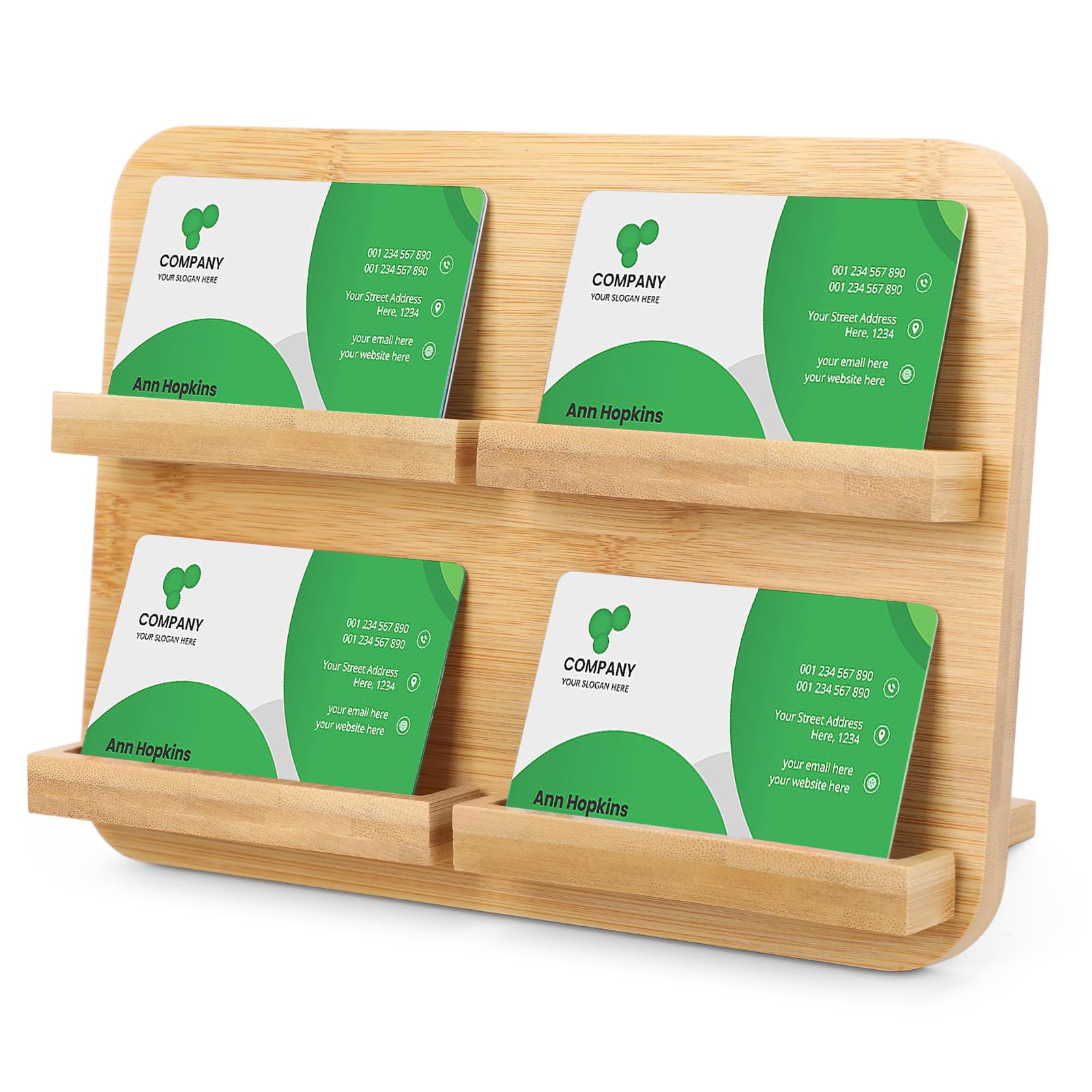 Amazon.com : 2 Pcs 2 Tier Business Card Holder Display Wood 4 Card ...