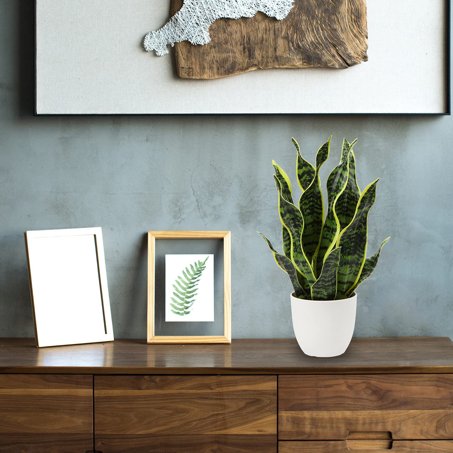 Hollyone Artificial Snake Plant Potted Faux Sansevieria Trifasciata ...