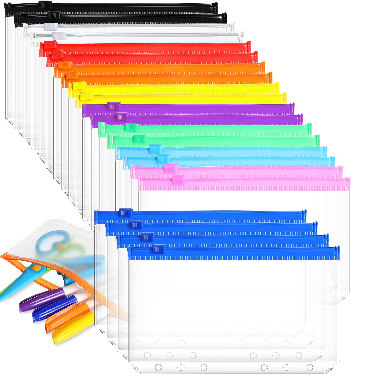 Amazon.com : Gersoniel 40 Pieces 6 Ring Binder Zipper Pouch, 6 Hole ...