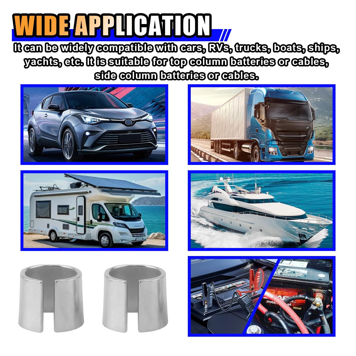 Snapklik.com : 2 Pair Battery Post Shims, Pure Lead Anode Cathode ...