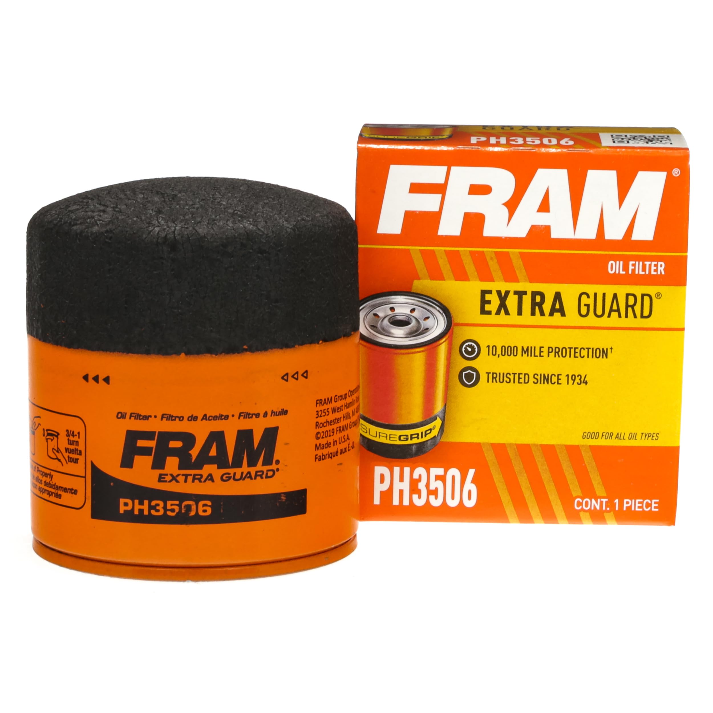 FRAM Extra Guard PH3506, 10K Mile Change Interval Spin-On Oil Filter ...