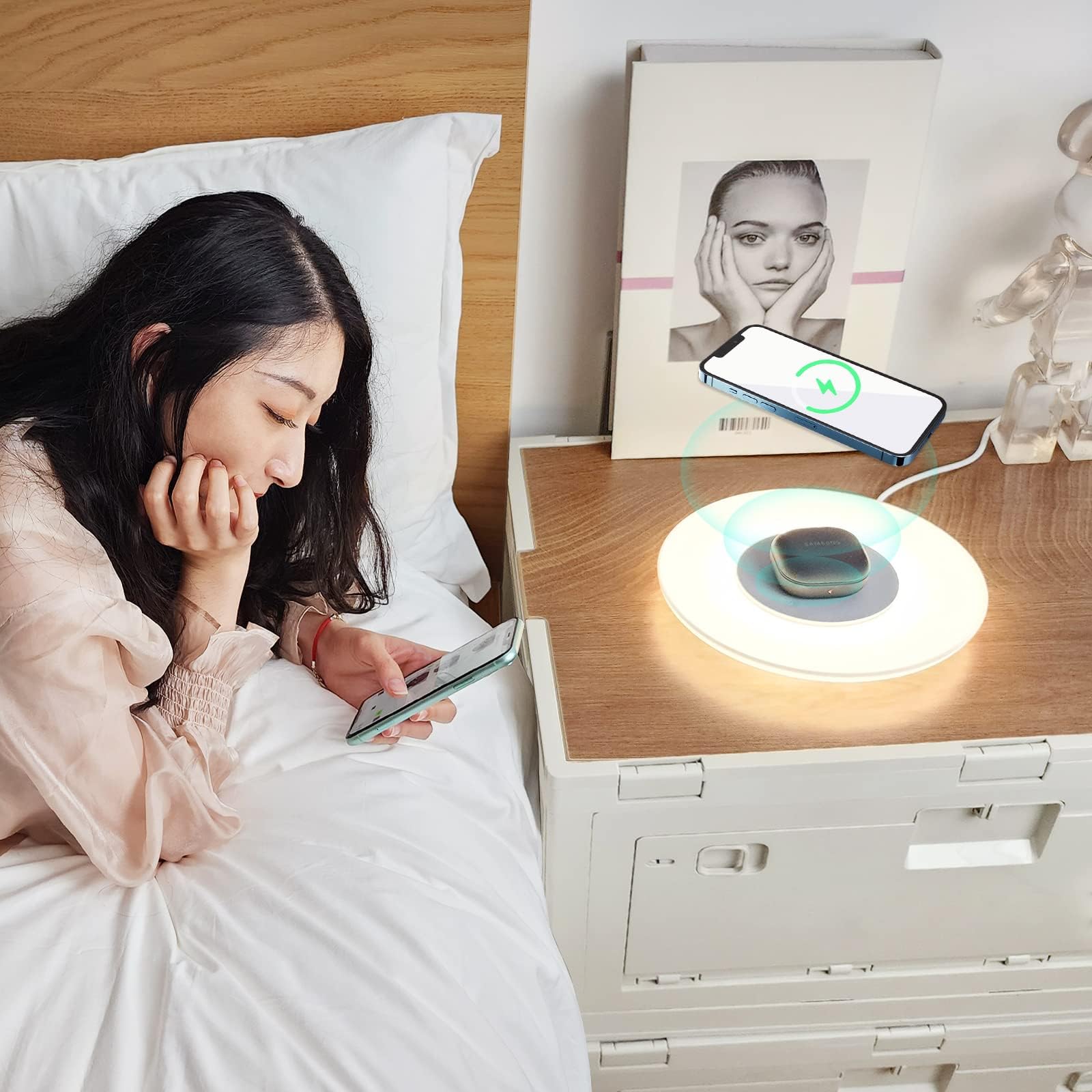 iHome Desk Lamp with Charging Station, Reading Light with Wireless ...