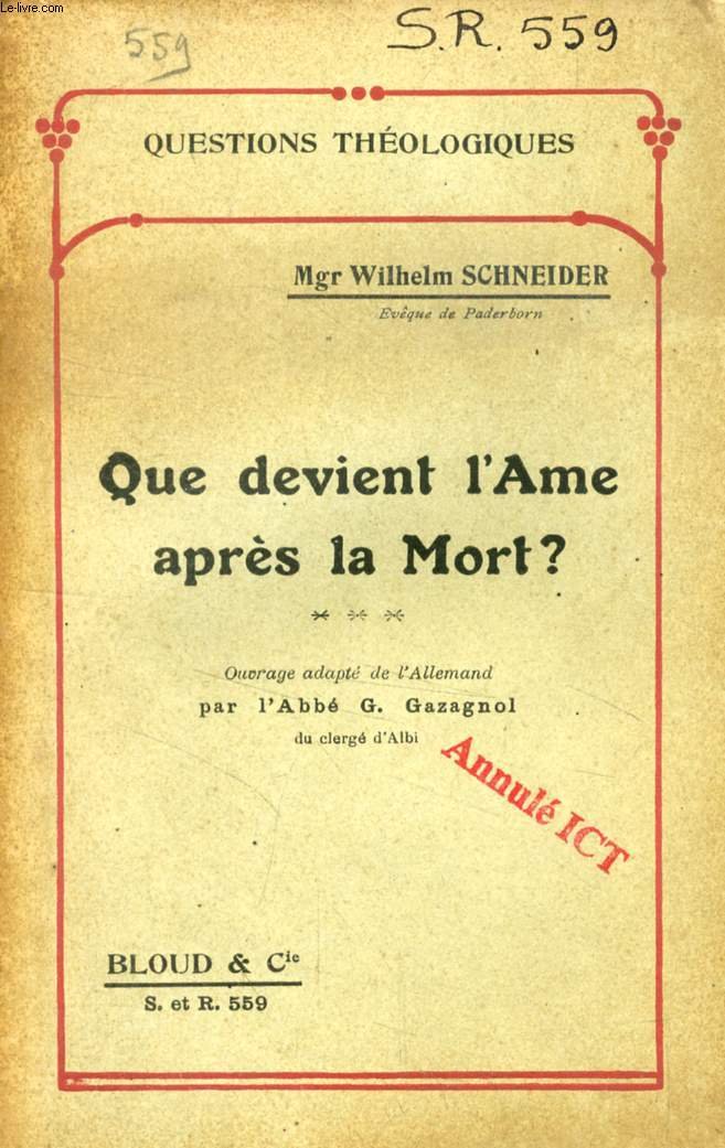 Amazon.fr - QUE DEVIENT L'AME APRES LA MORT ? - SCHNEIDER WILHELM - Livres