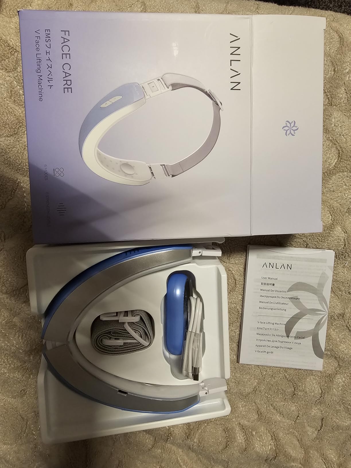 Electric V-Face Shaping Massager, ANLAN EMS Facelift Device, Red and ...