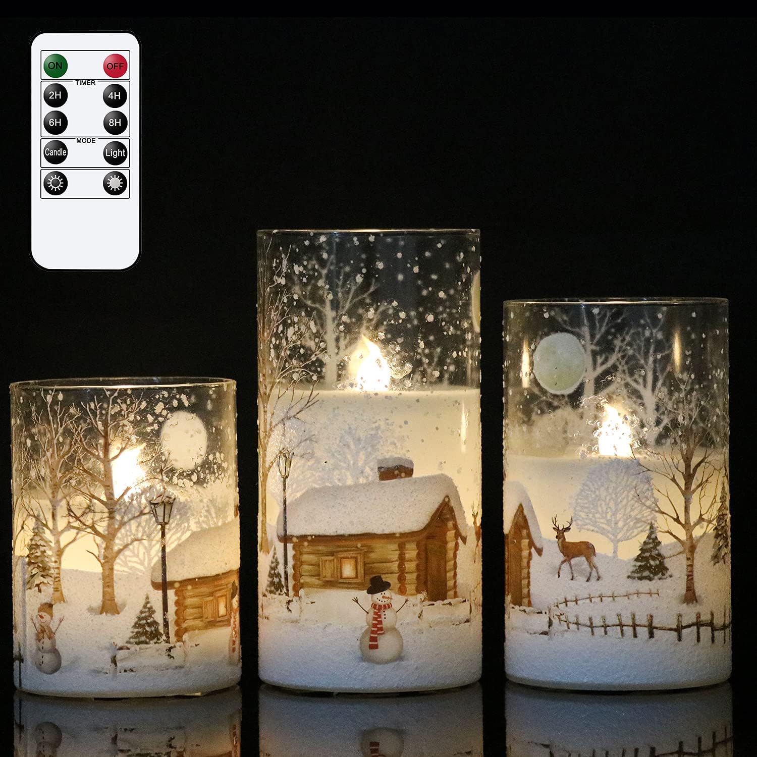 Amazon.com: DRomance Snowman Glass Flameless Candles Battery Operated ...