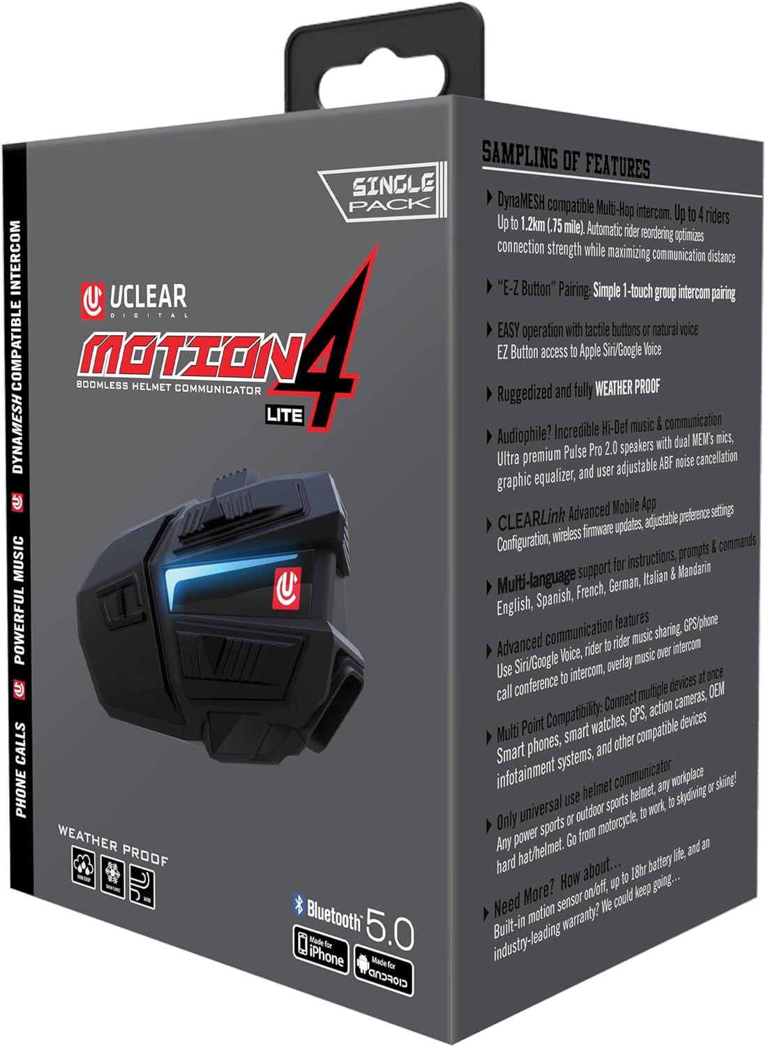 Amazon.com: UCLEAR Digital Motion 4 LITE Bluetooth Helmet Communication ...