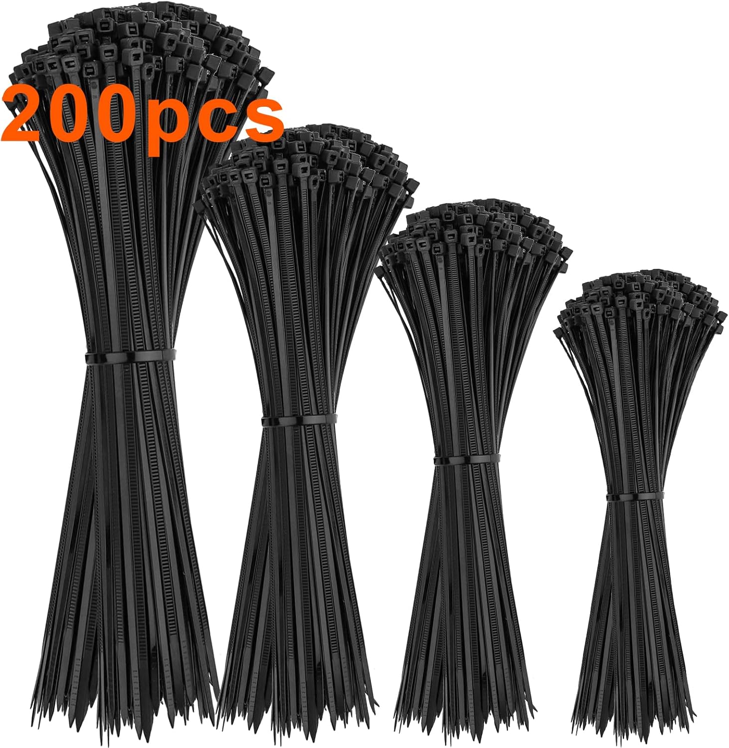 200 Pièces Collier de Serrage Plastique,100/150/200/300mm D'attaches de ...