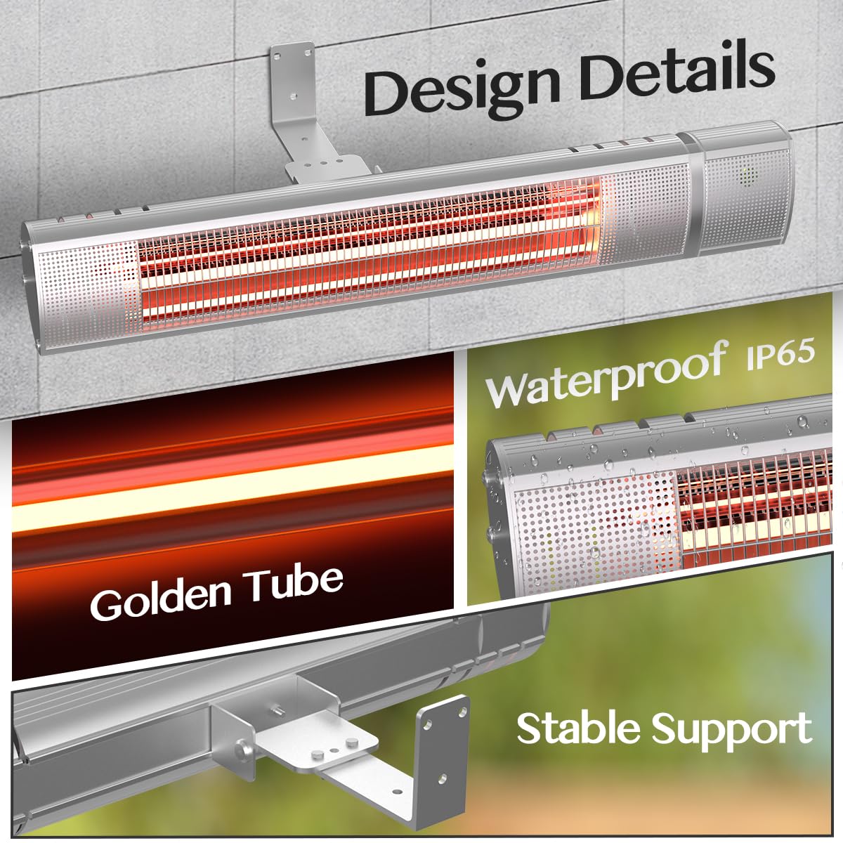 Wall-Mounted Patio Heater for Outdoor Use Electric Infrared Heaters ...