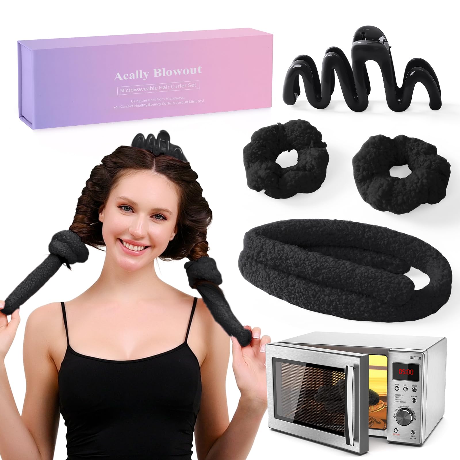 Amazon.com : Microwavable Curling Rod, Low-Heat Hair Rollers for Damage ...