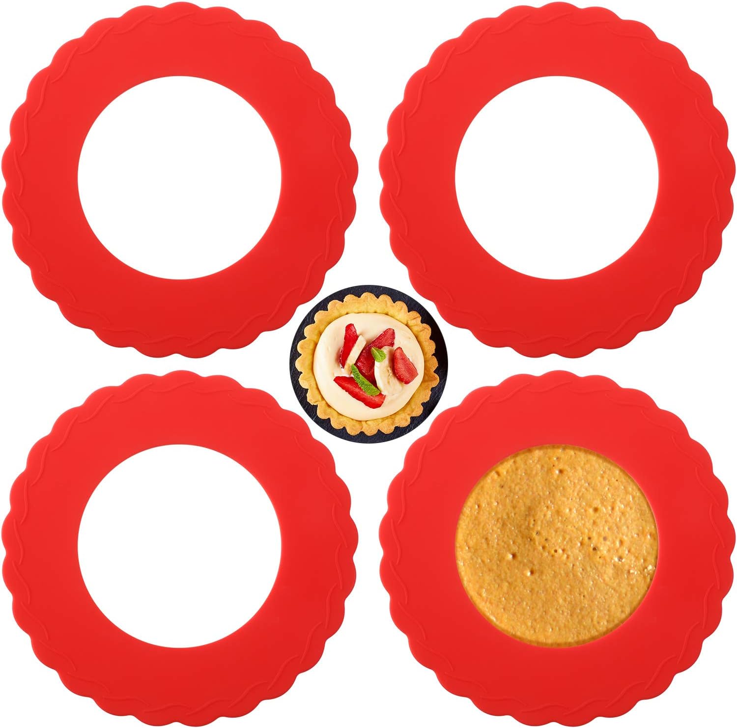 Amazon.com: Patelai 4 Pieces Mini Pie Crust Protector Silicone Pie ...