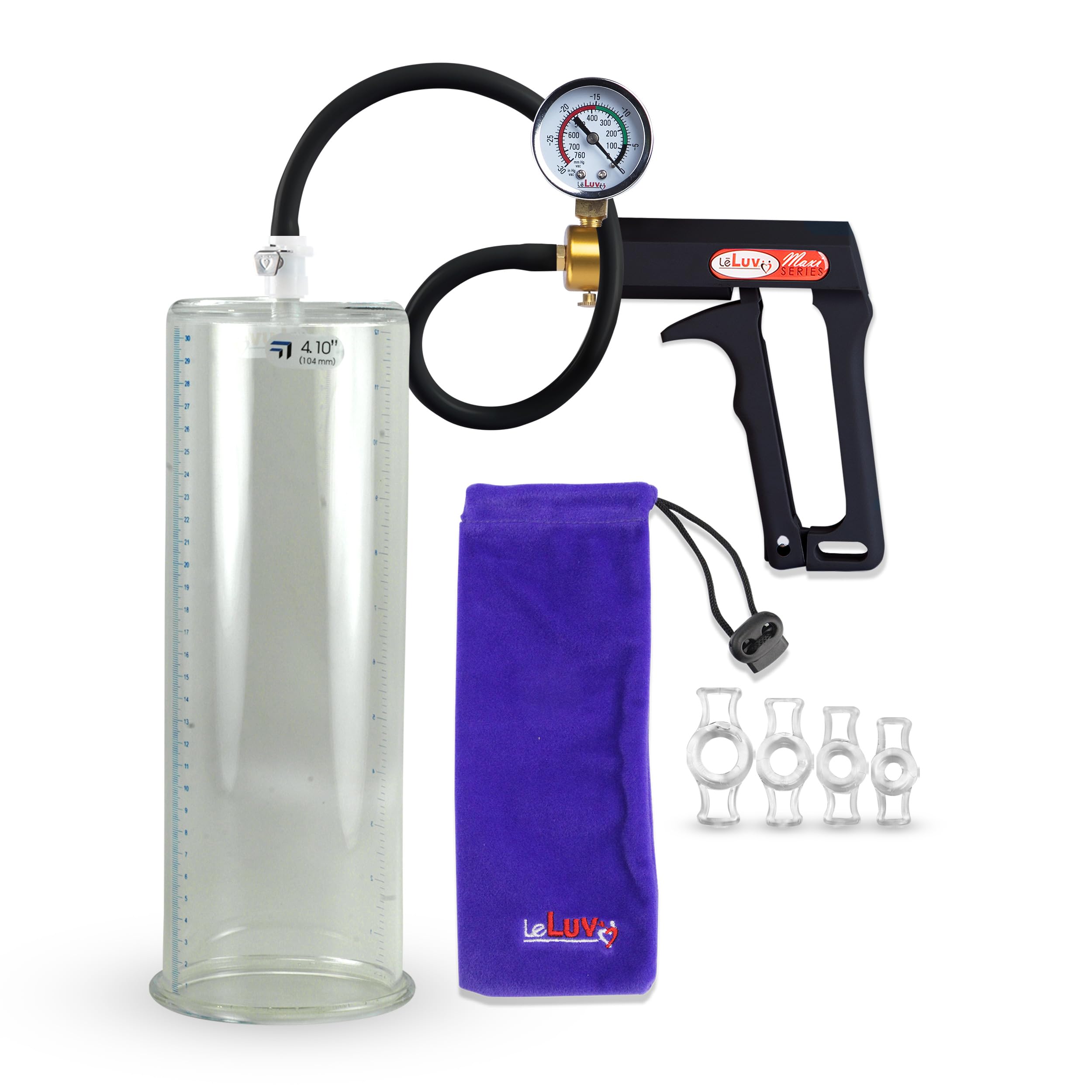 Buy LeLuv Maxi Premium Penis Pump with Gauge | Black Handle ...