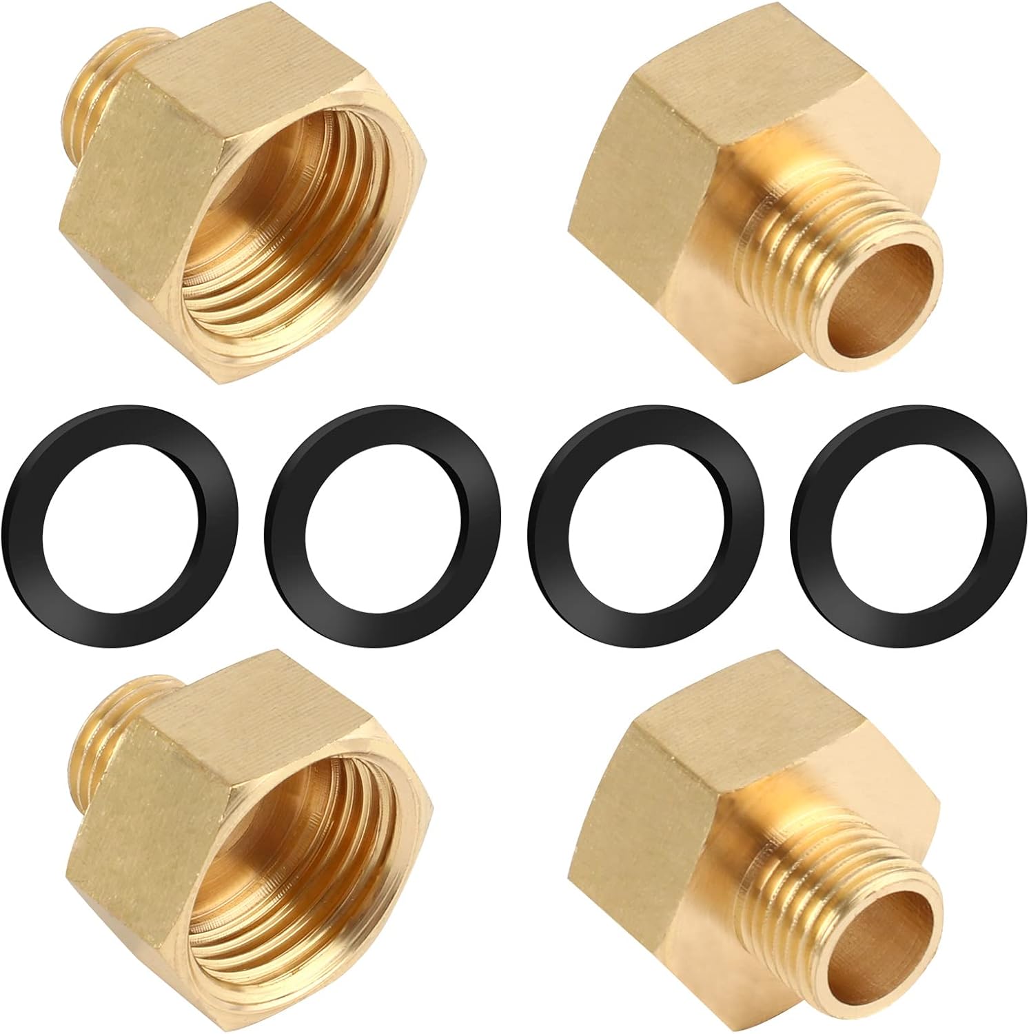 4 Pieces Brass Gas Adapter, Brass Thread Adapter Hex Water Pipe Reducer ...
