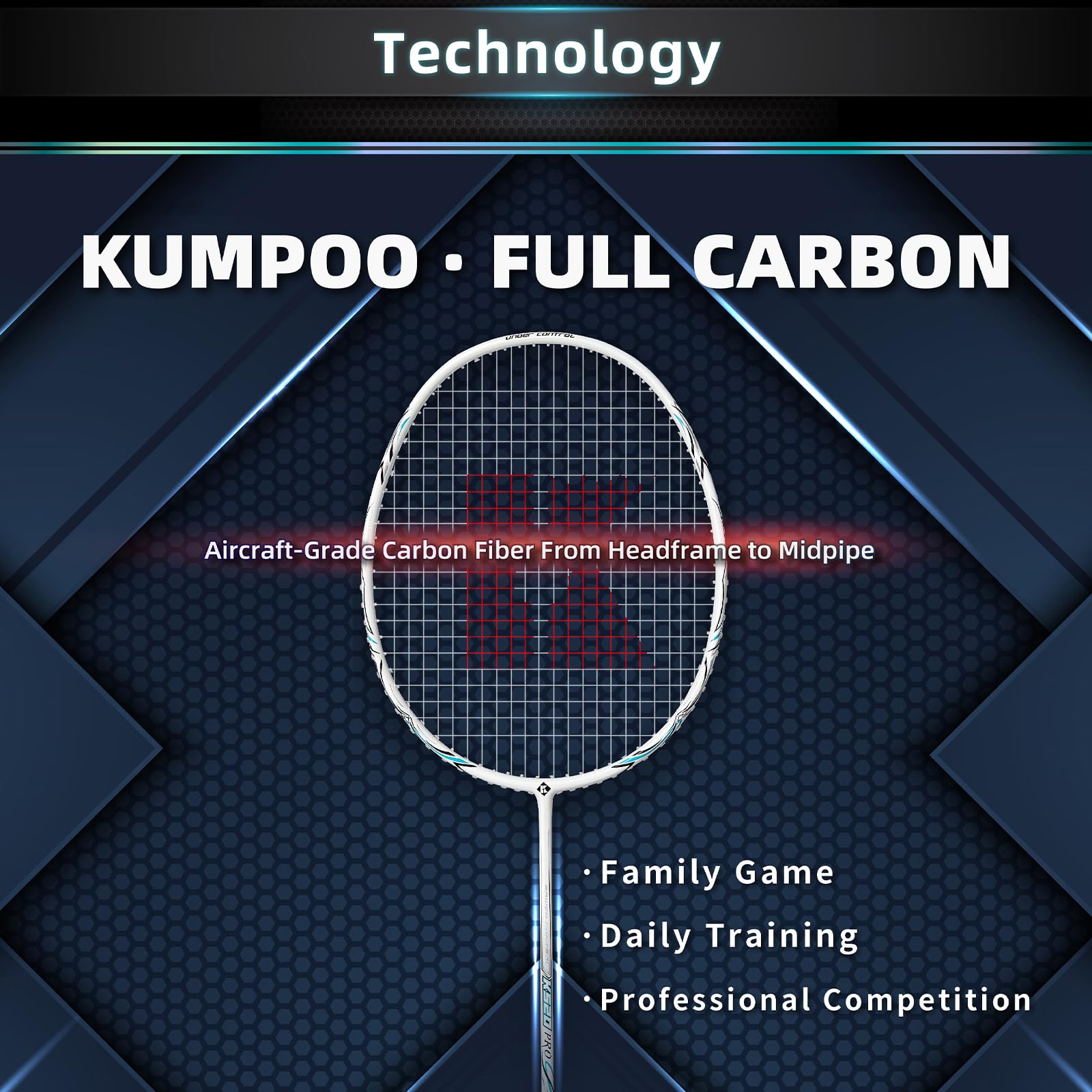 Snapklik.com : KUMPOO Badminton Racket K520 PRO - 86g Lightweight Full ...