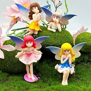 Amazon.com: Suartus Miniature Fairy Figurines - 4Pcs Small Flower ...
