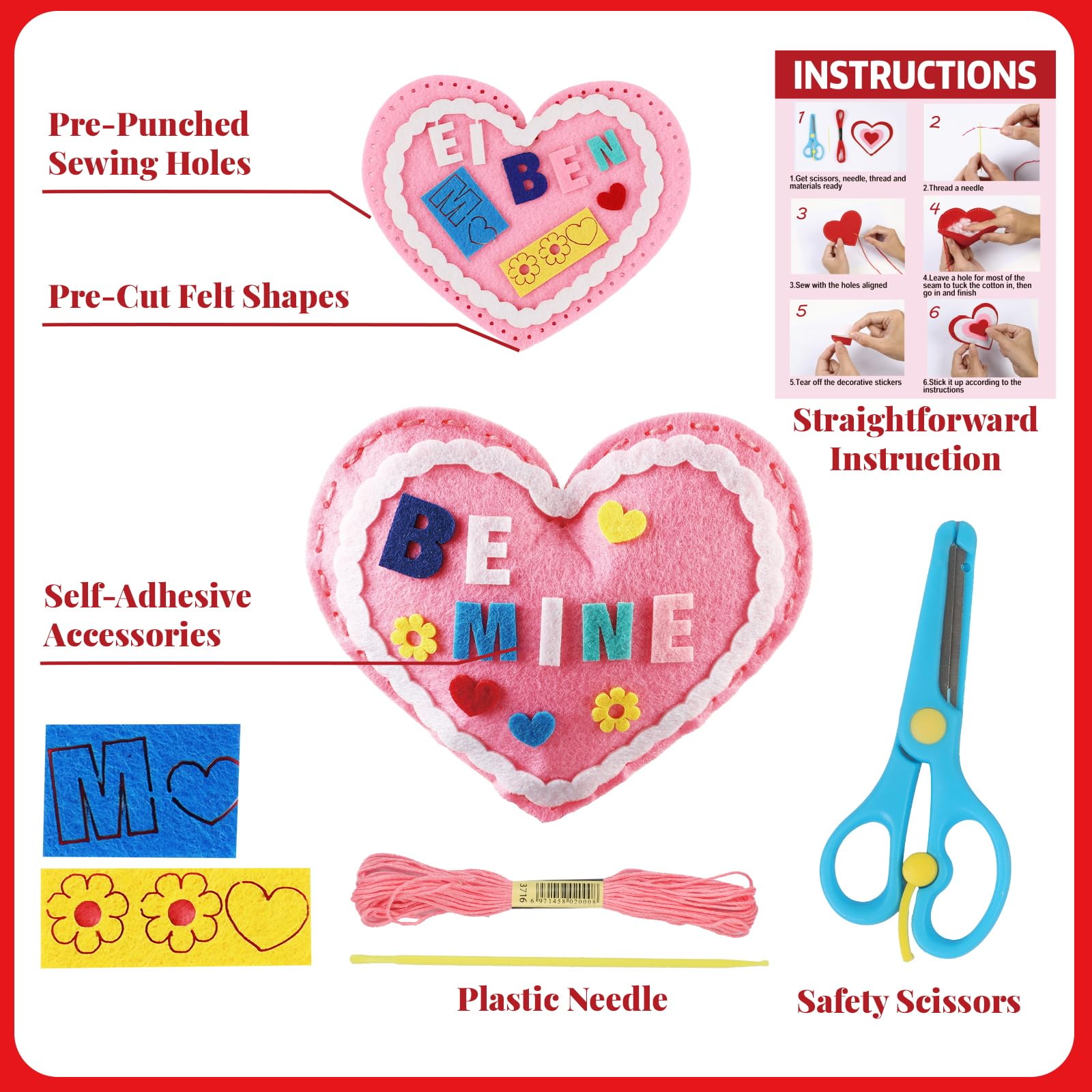 Snapklik.com : 16 Sets Valentines Day DIY Stuffed Craft Kit Heart ...