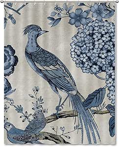 Amazon Yinrune Chinoiserie Shower Curtains For Bathroom Indigo