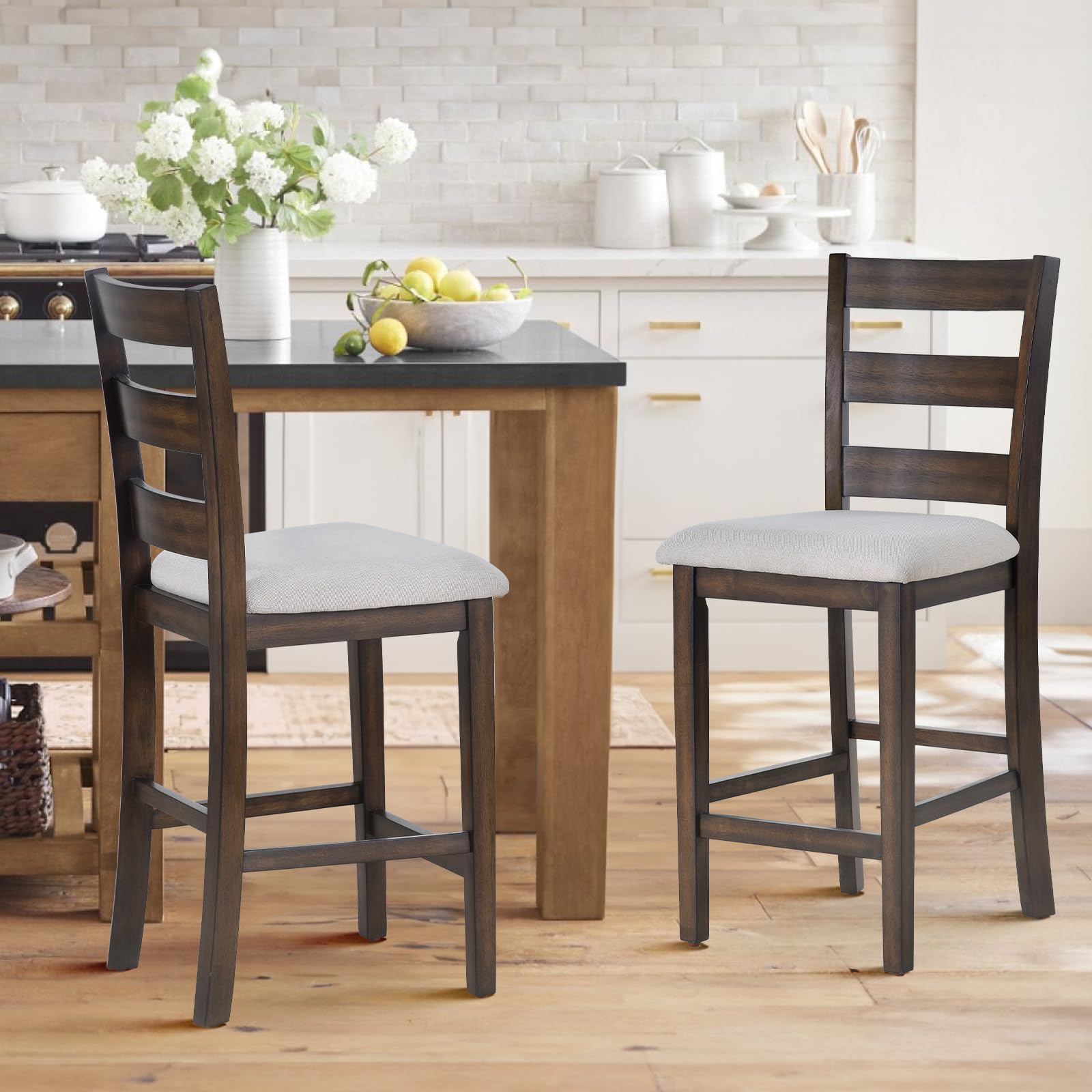 COLAMY 25 Inch Modern Wooden Bar Stools, Counter Height Bar Stools Set ...