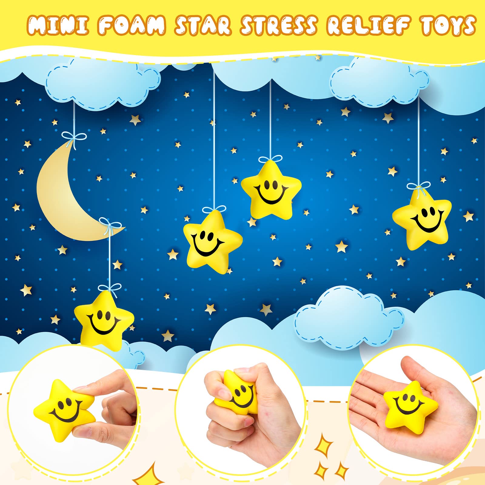 Snapklik.com : 60 Pieces Star Smile Face Stress Balls Bulk For Kids ...